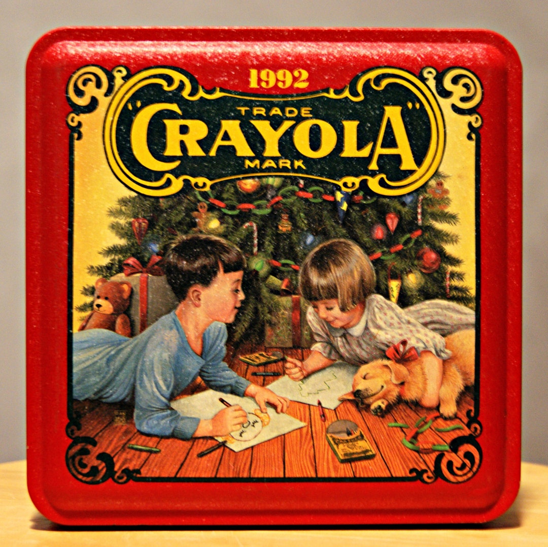 1992 Crayola Christmas Tin With Ornament, Crayons Colorful Holiday ...