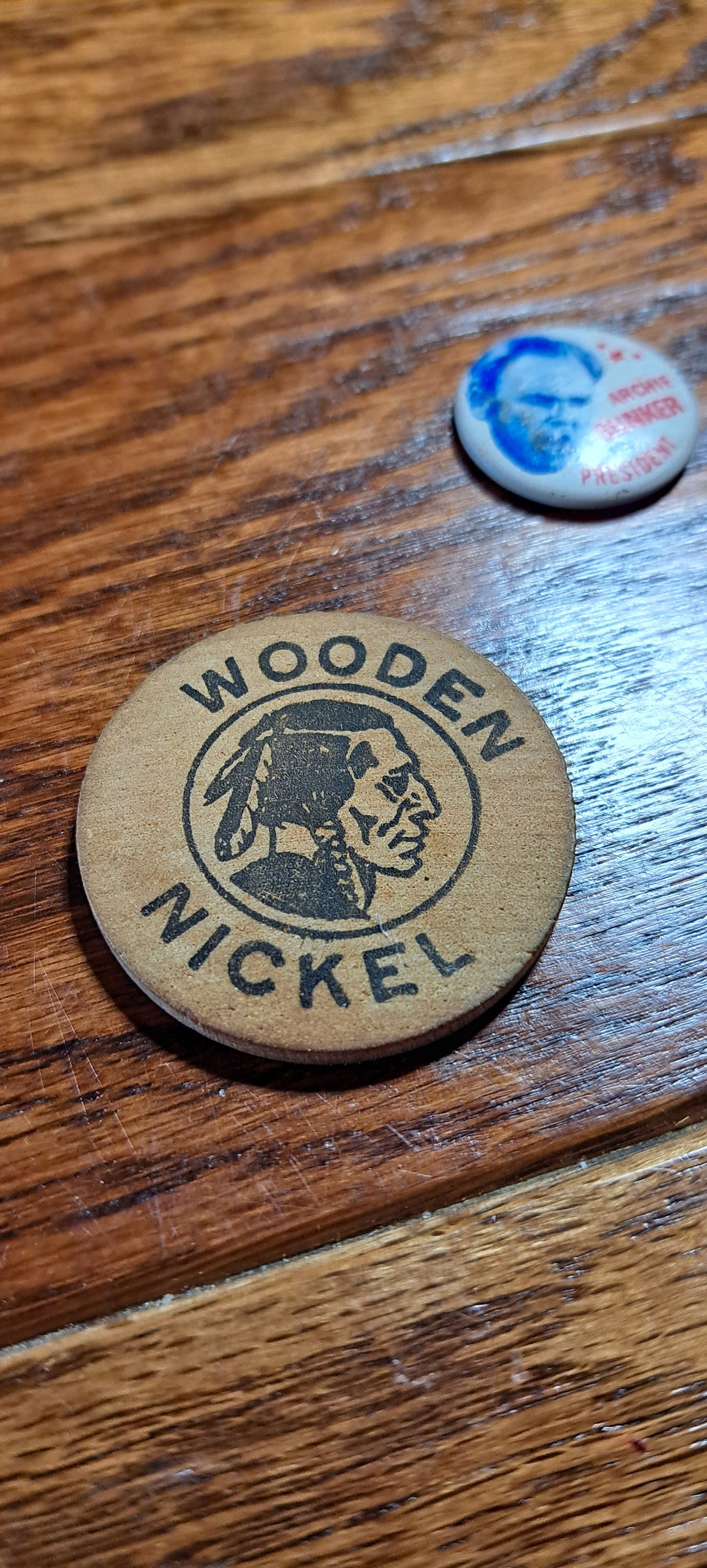 Collectable 1.5 Wooden Nickle Native American Face - Etsy