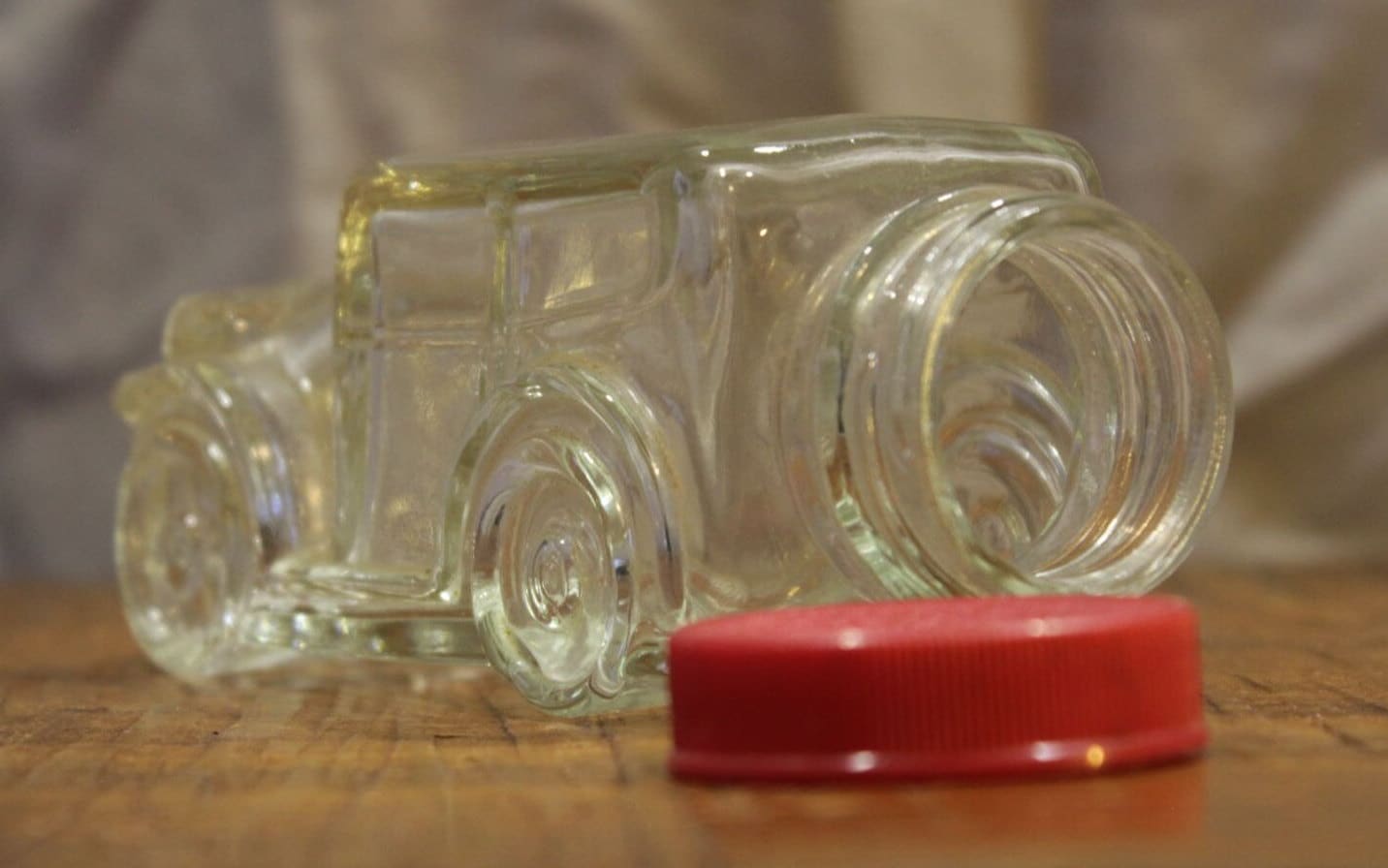 Vintage Glass Antique Automobile Candy Jar, With Red Lid. - Etsy