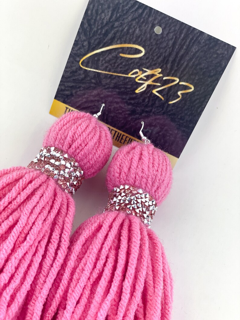 Sparkle Rhinestones Tassel Earrings Etsy