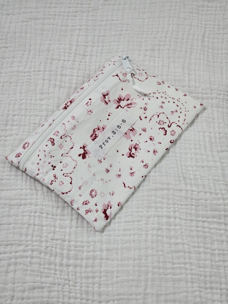 Floral Cotton Zipper Pouch, Handmade Prayer Pouch With Bible Verse ...