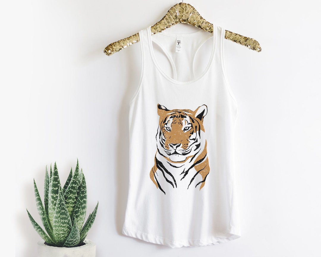 Tiger Tank Top, Tiger Graphic Tee Tank Top , Tropical Jungle Vintage ...