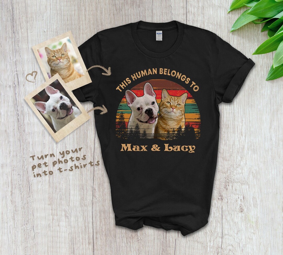 Custom Pet Shirt, Personalized Dog Photo Name Tee, Cat Lover Shirt ...