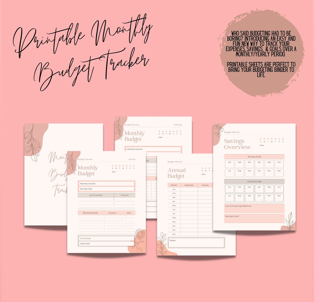 Minimalist Monthly Budget Tracker, Savings Goal, Simple Budget, Digital ...