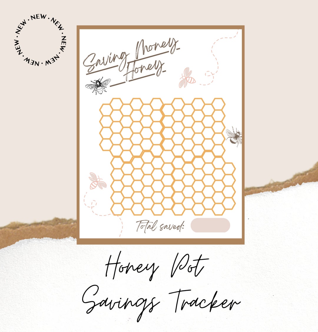 Honey Pot Savings Tracker, Saving Money, Digital Print, Floral Savings ...