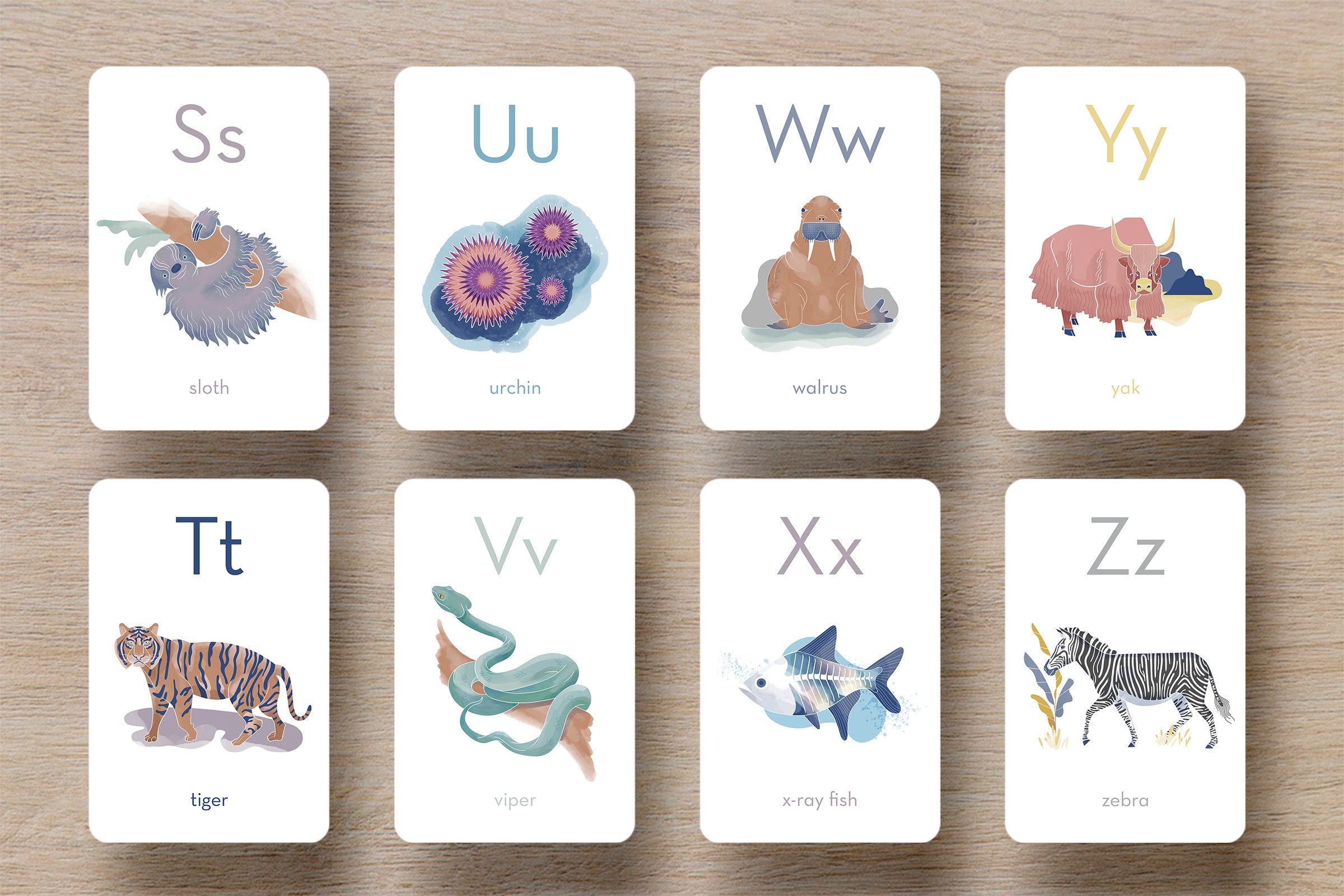 Printable ABC Flash Cards, Tastefully Illustrated With Muted Colors ...