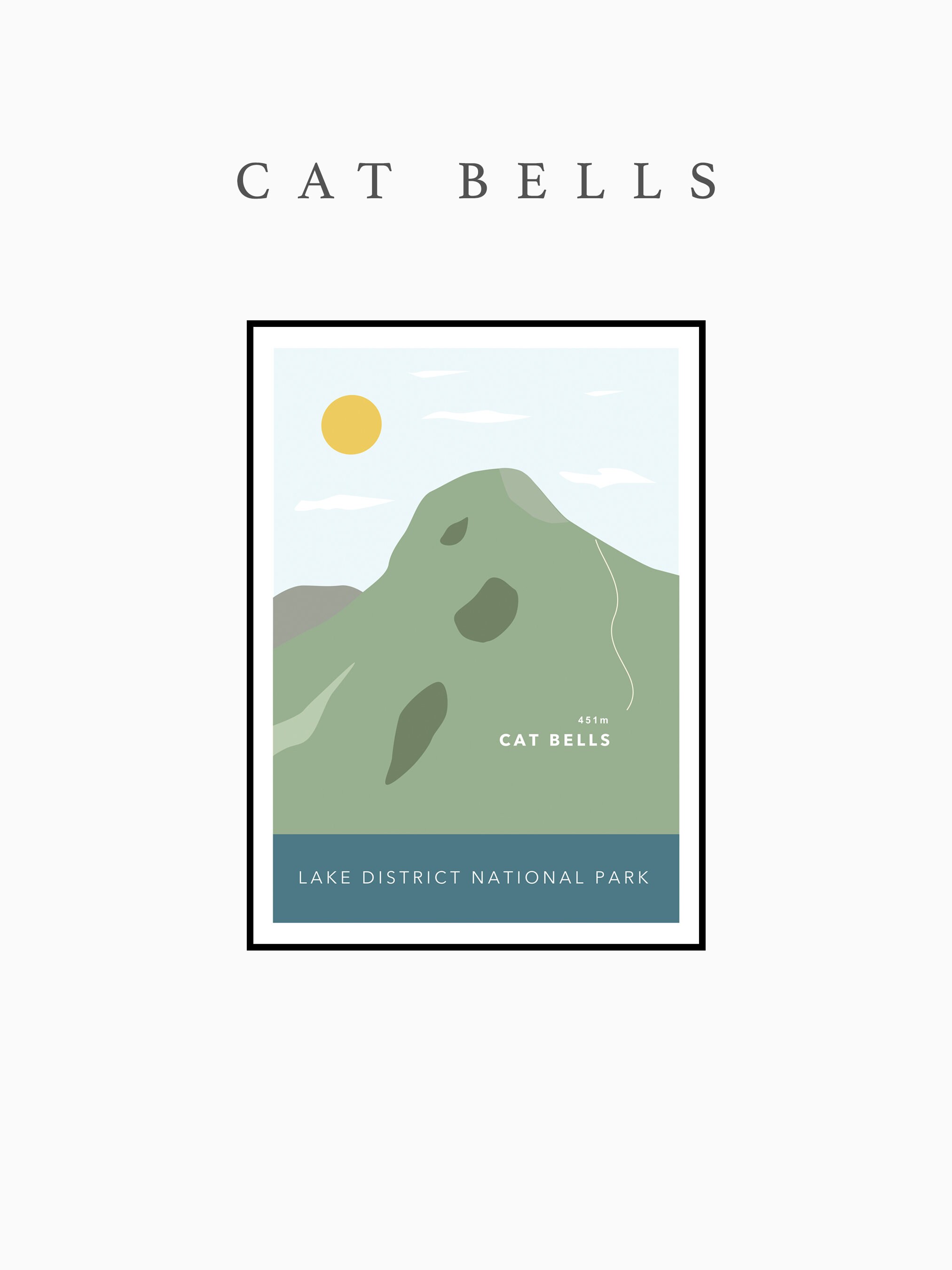 Cat Bells, Lake District, Travel Poster, Wall Art, Derwentwater ...