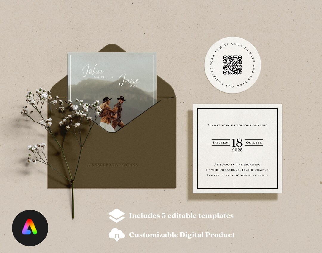 Elegant DIY Wedding Invitation Bundle Adobe Express Editable Template ...