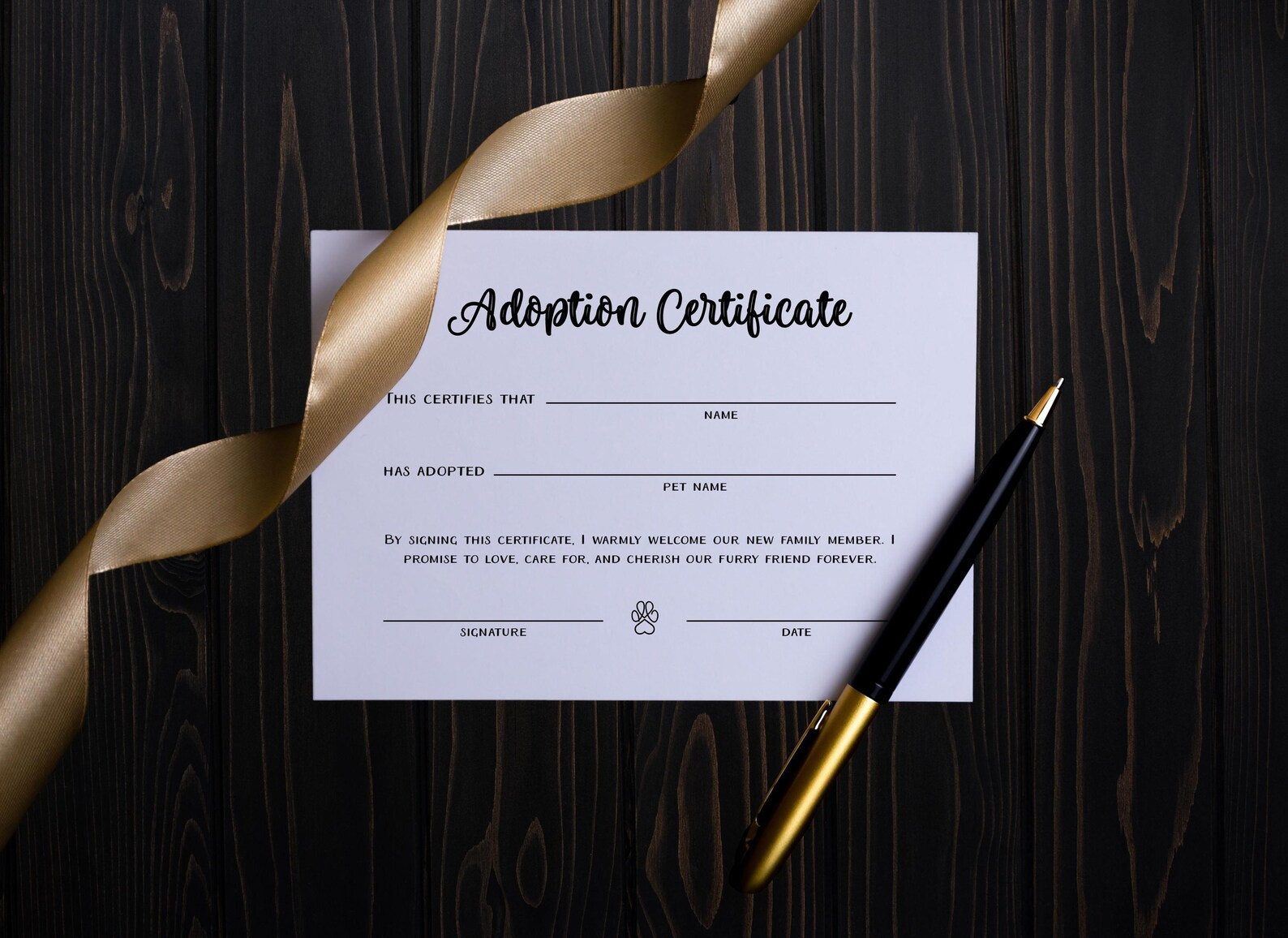 Cursive Pet Adoption Certificate: Dog & Cat Keepsake (digital Download ...