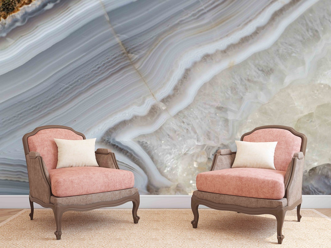 Blue Marble Wall Art Marble Mural Wallpaper Abstract Wallpaper Peel and ...
