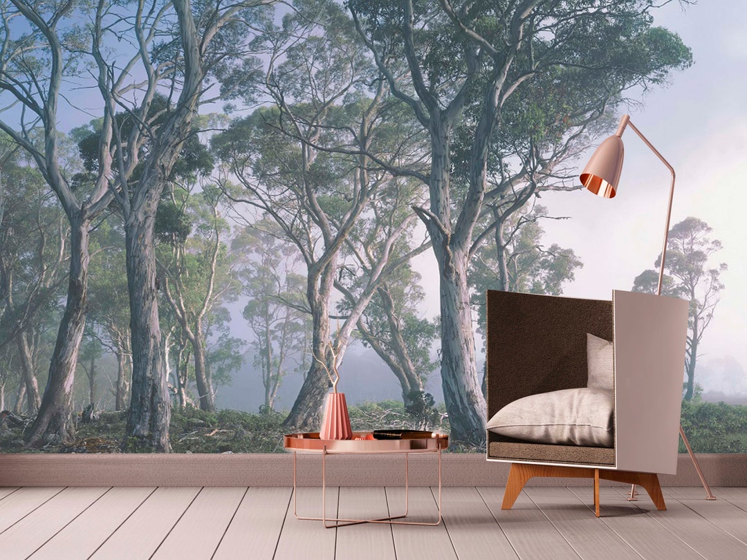 Large Self Adhesive Forest Wallpaper, Peel and Stick Trees Wall Mural ...