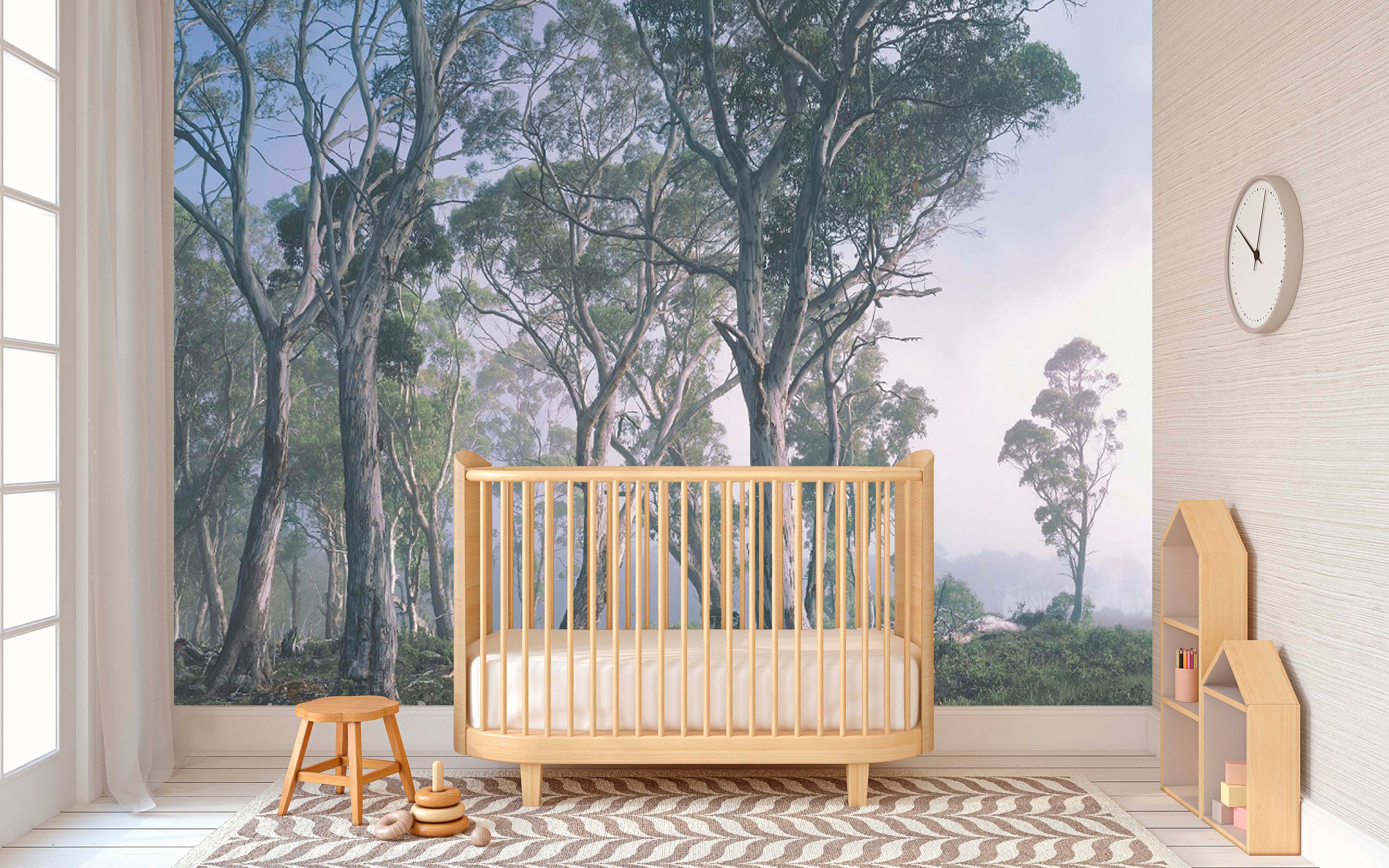 Large Self Adhesive Forest Wallpaper, Peel and Stick Trees Wall Mural ...