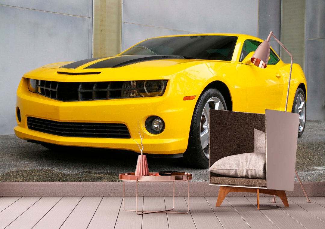 Yellow Car Wall Mural: Peel and Stick Transport Wallpaper - Etsy UK