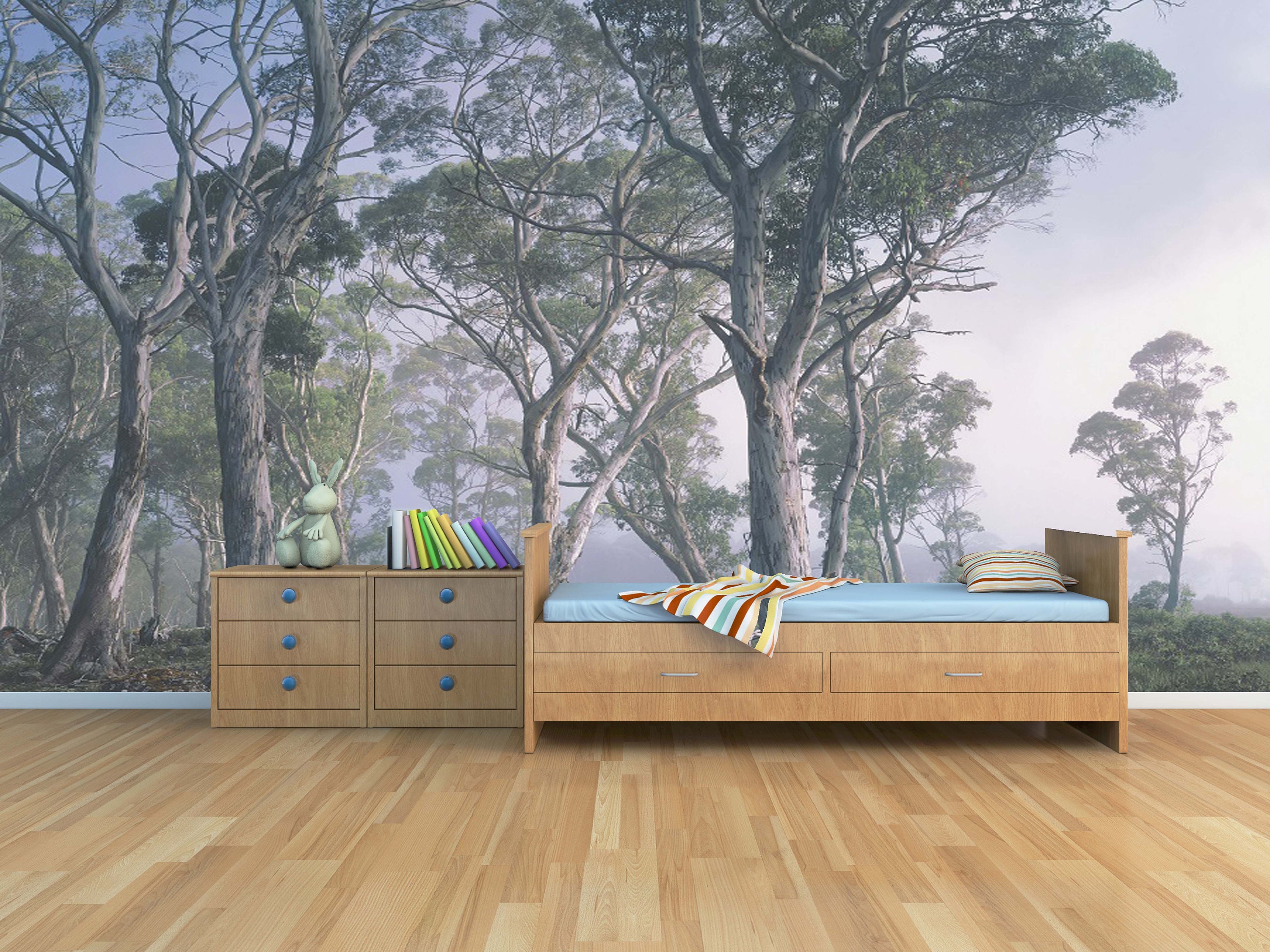 Large Self Adhesive Forest Wallpaper, Peel and Stick Trees Wall Mural ...