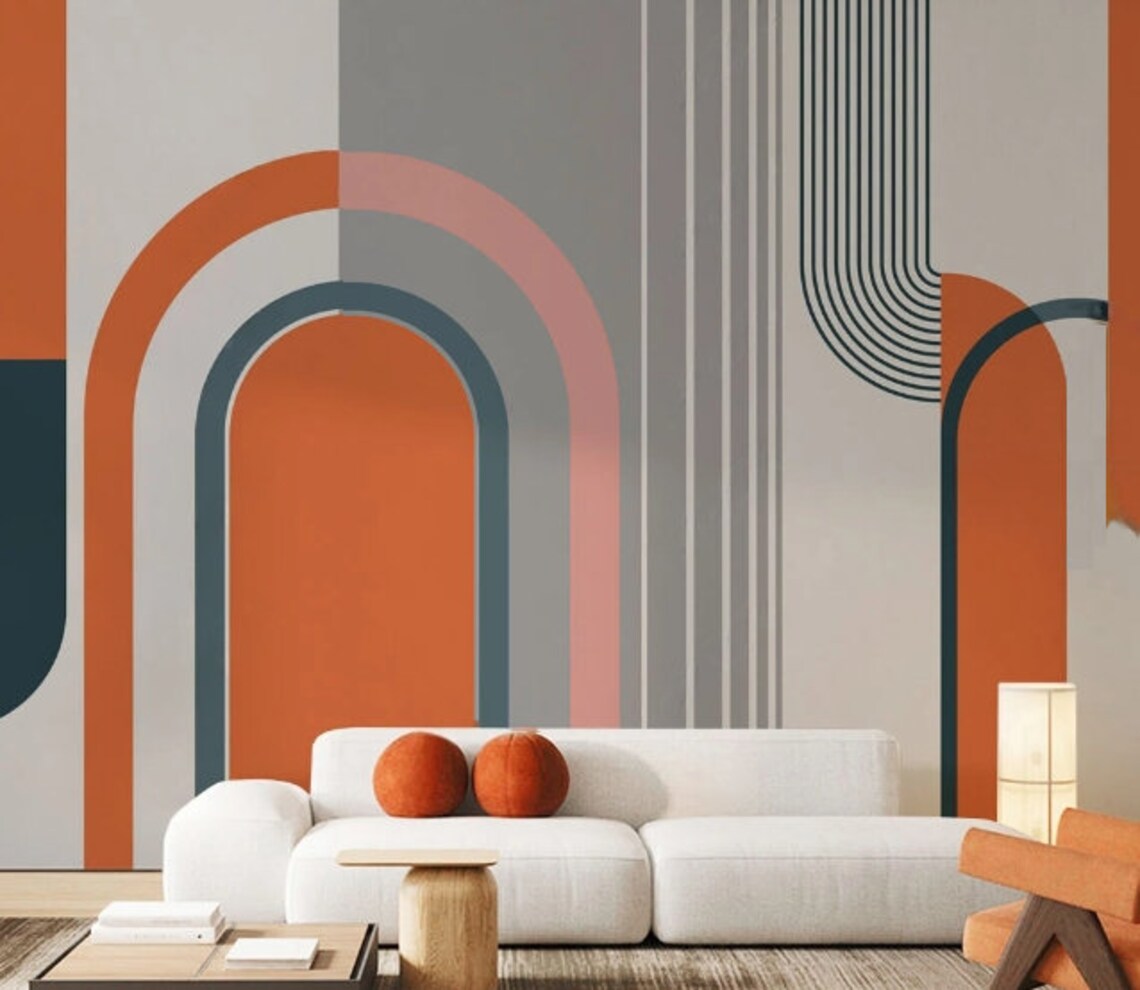 Mid Century Modern Wallpaper Peel and Stick Wall Mural Accent - Etsy