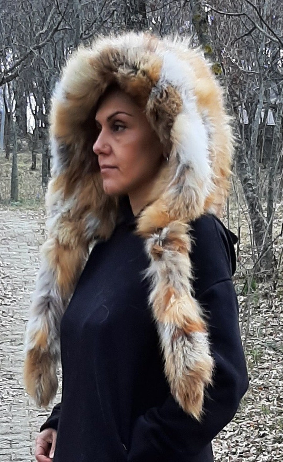 Real Double Side Fur Hat - Hood - Etsy