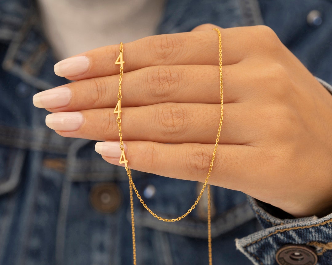 Custom Number Necklace, Custom Number Jewelry, 444 Angel Number ...