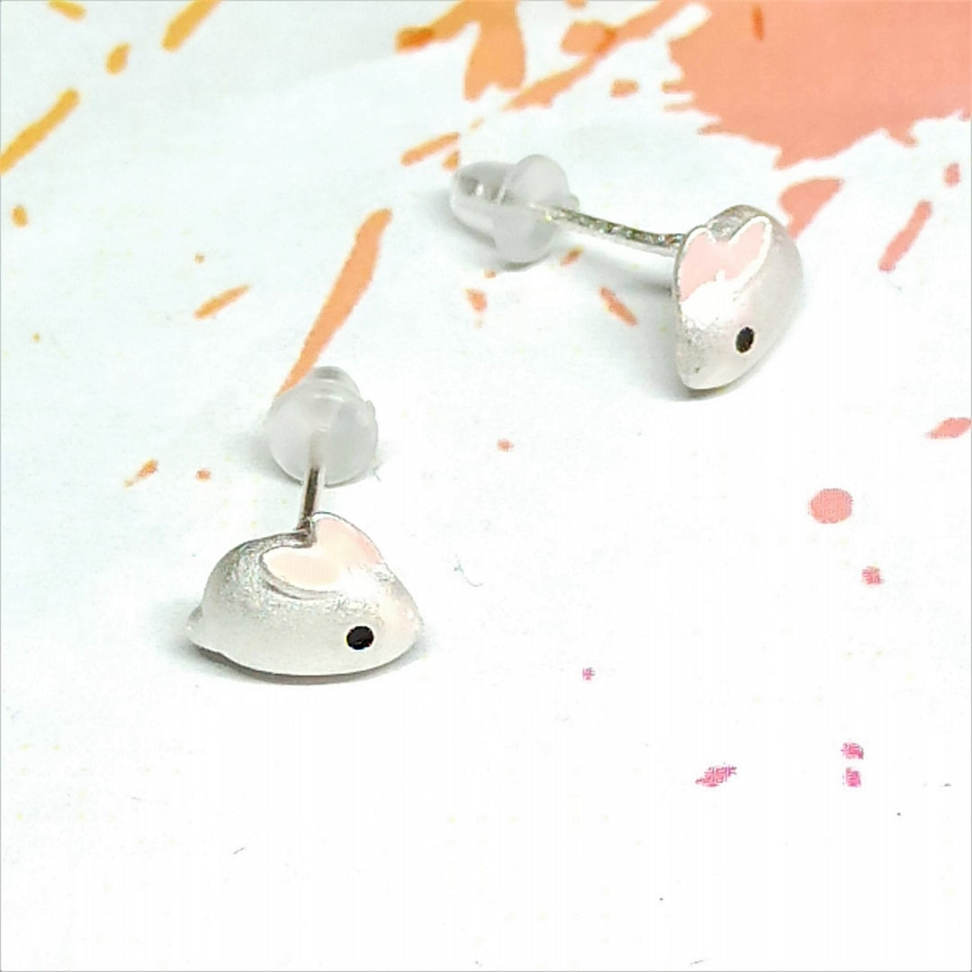 Tiny Mouse Earrings, Dainty Mouse Studs, Cute Gift for Girl, Mice ...