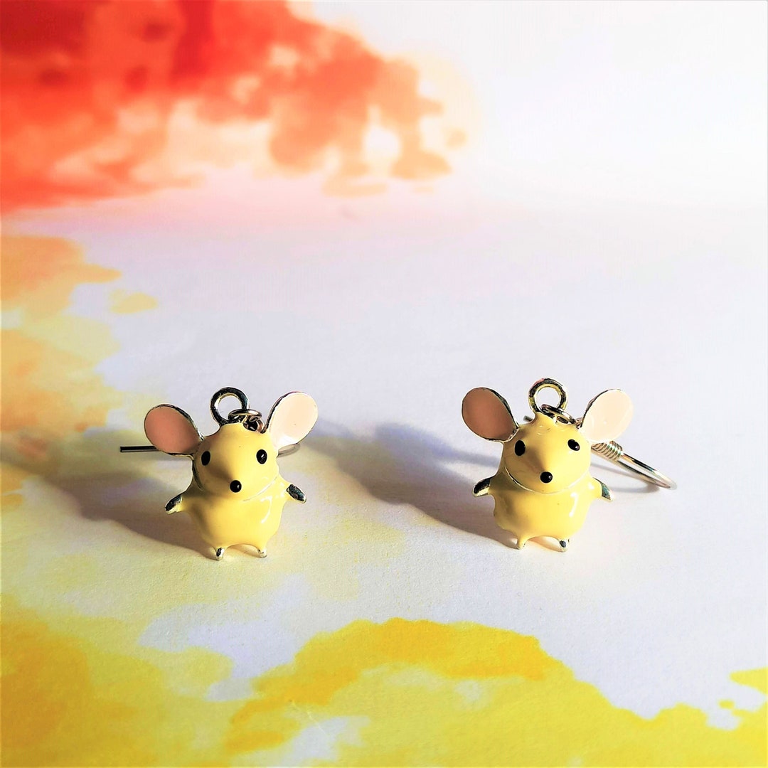 Cute Mouse Earrings, Mouse Dangle Earrings, Mouse Jewelry, Fun Earrings ...
