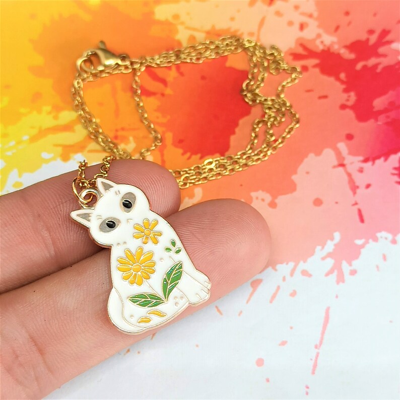 Cat Pendant Necklace, Stainless Steel Chain, Cat Charm Necklace, Cat ...