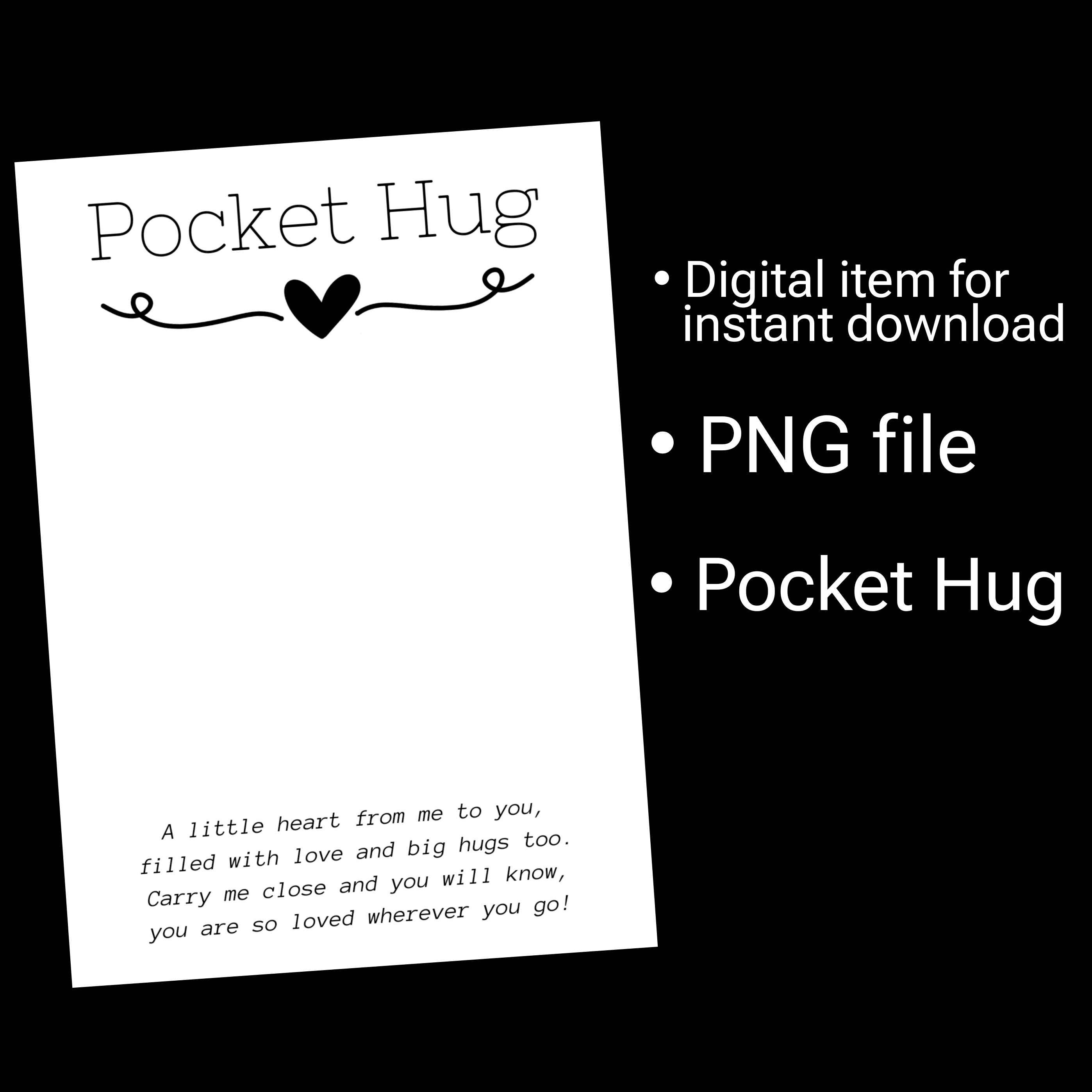 4x Pocket Hug Cards Instant Download PNG File Printable Worry Stone Miss You Gift 4 Different ...