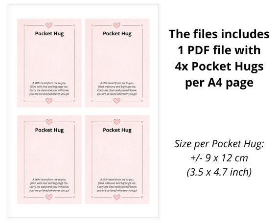 Pocket Hug Card PNG SVG PDF Instant Download Printable Worry Stone Miss ...