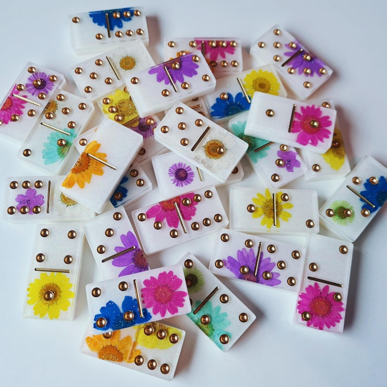Luxury Domino Set With Dried Flowers. READ THE DESCRIPTION! Resin Art ...