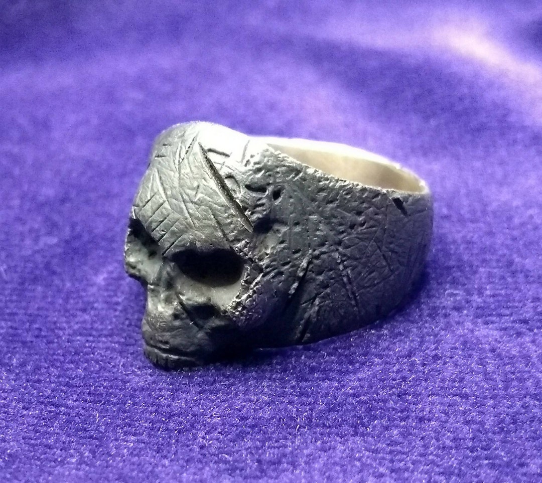 Silver Gothic Punk Skull Ring, Oxidized Silver Skull Jewelry, Silver ...