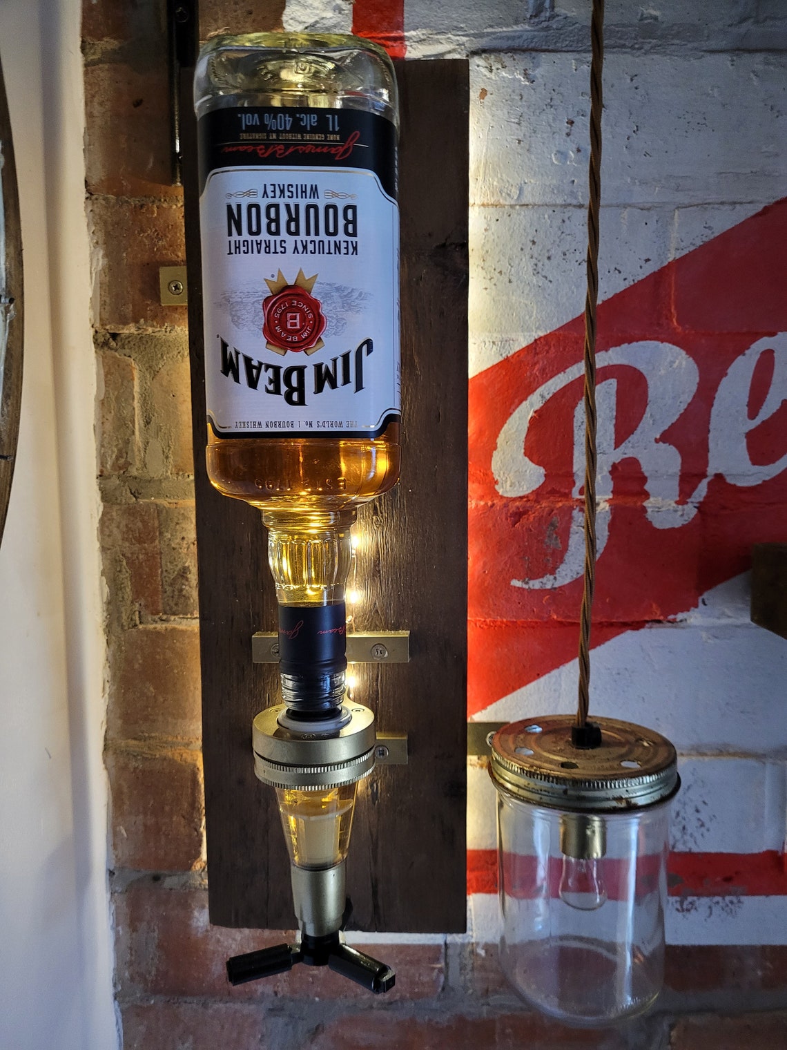 Rustic Optic Drink Holder With Battery Operated Lighting Face and Rear ...