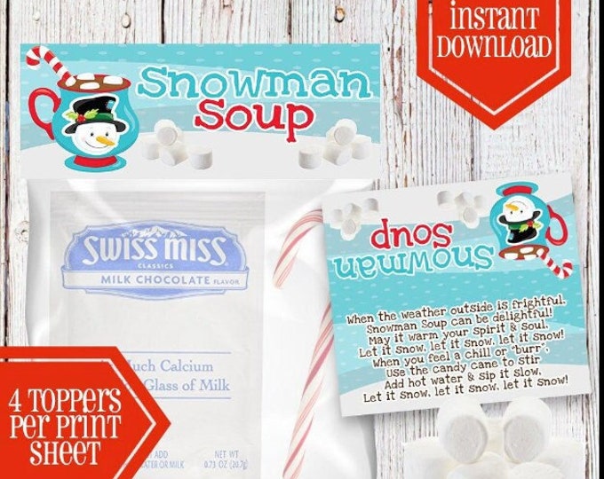 Snowman Soup Bag Toppers for Christmas & Winter Parties, Frosty the ...
