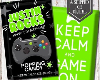 Game on Water Bottle Labels Chip Bags Video Game Party Game on Birthday ...