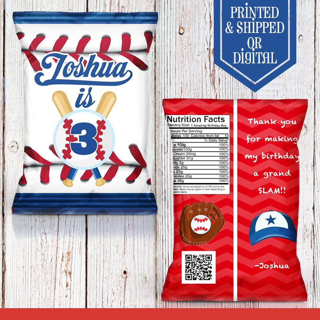 Baseball Chip Bags - Chip Bags - Baseball Party - Baseball Birthday ...