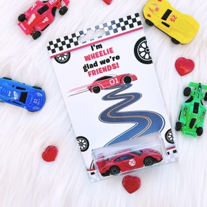 Race Car Valentines Day Card - Kids Valentine - Wheelie - Racing - Boy ...