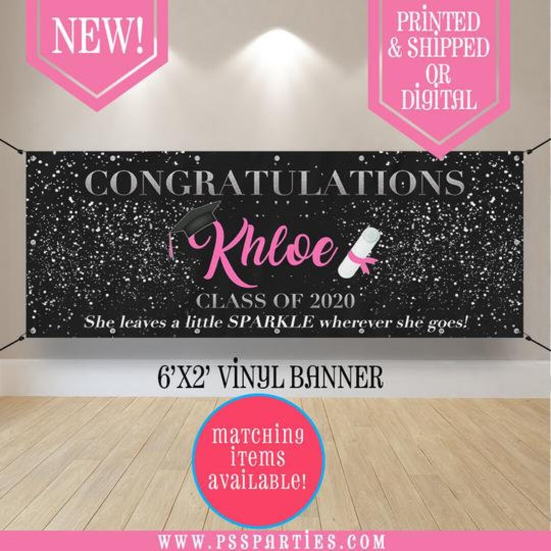 Graduation Sparkle Banner - Graduation Banner - Class of 2021 - Senior ...