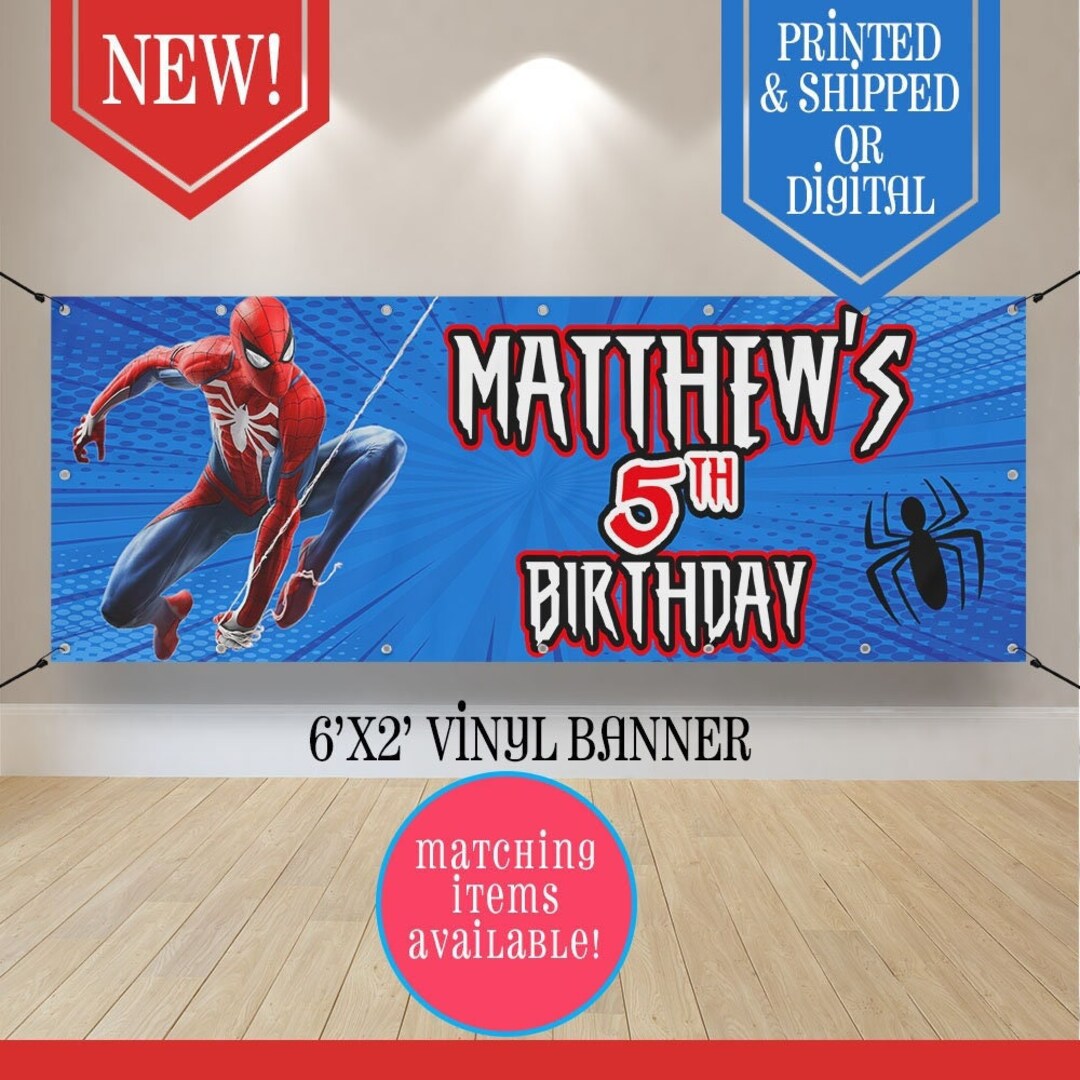 Spiderman Birthday Banner - Superhero Party - Spiderman Birthday Banner ...