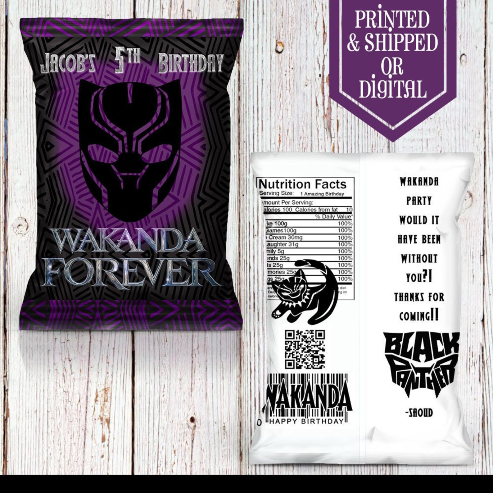 Wakanda Forever Chips Chip Bags Black Panther Party - Etsy
