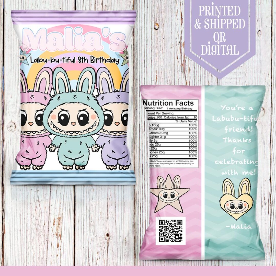 Labubu Chip Bags - Chip Bags - Labubu - Labubu Party - Labubu Theme ...