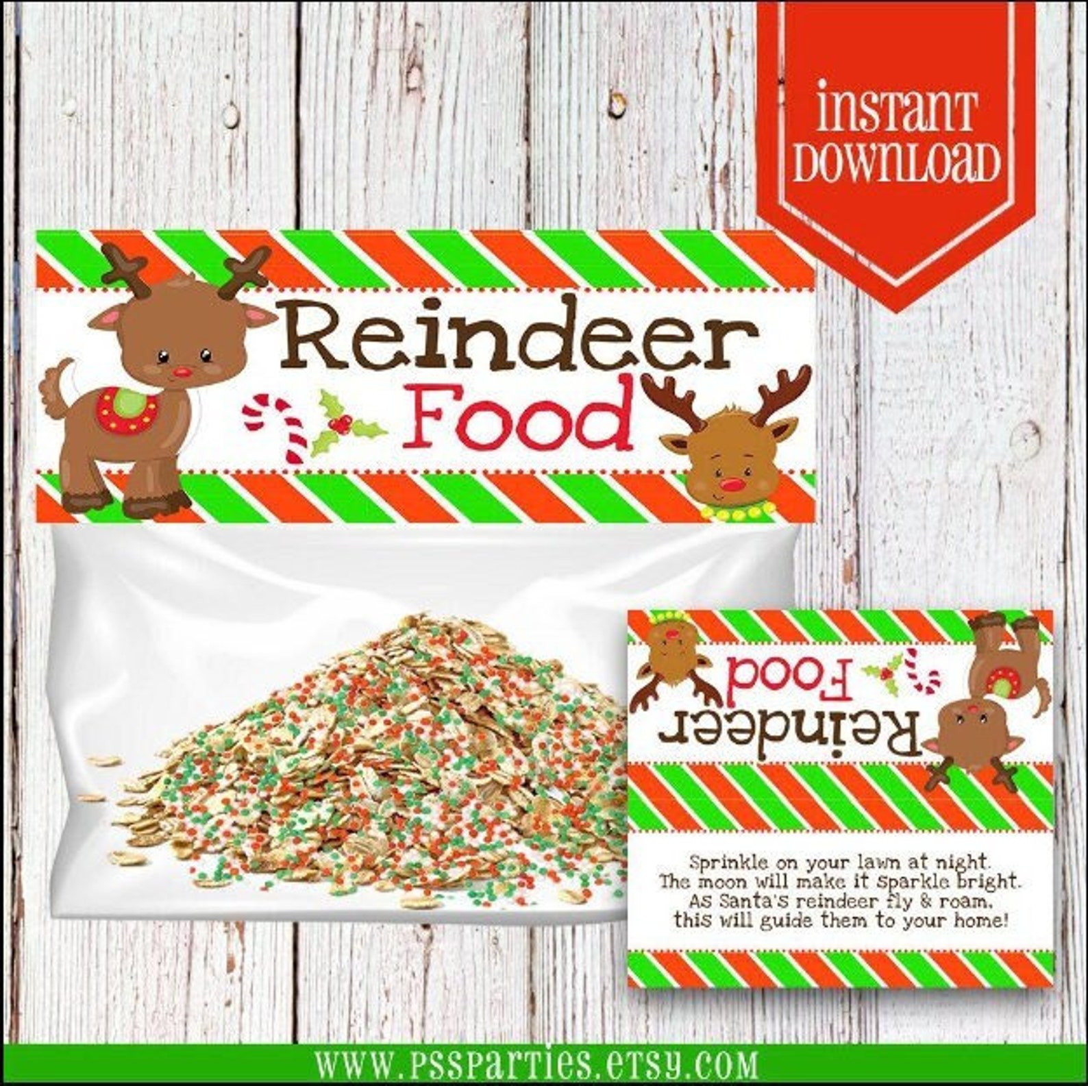 REINDEER FOOD Bag Topper Christmas Favors Printable Bag - Etsy