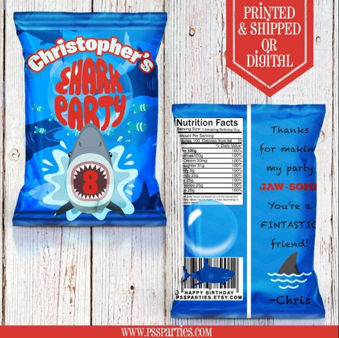 Shark Chip Bag - Shark - Shark Party - Shark Week - Shark Birthday ...