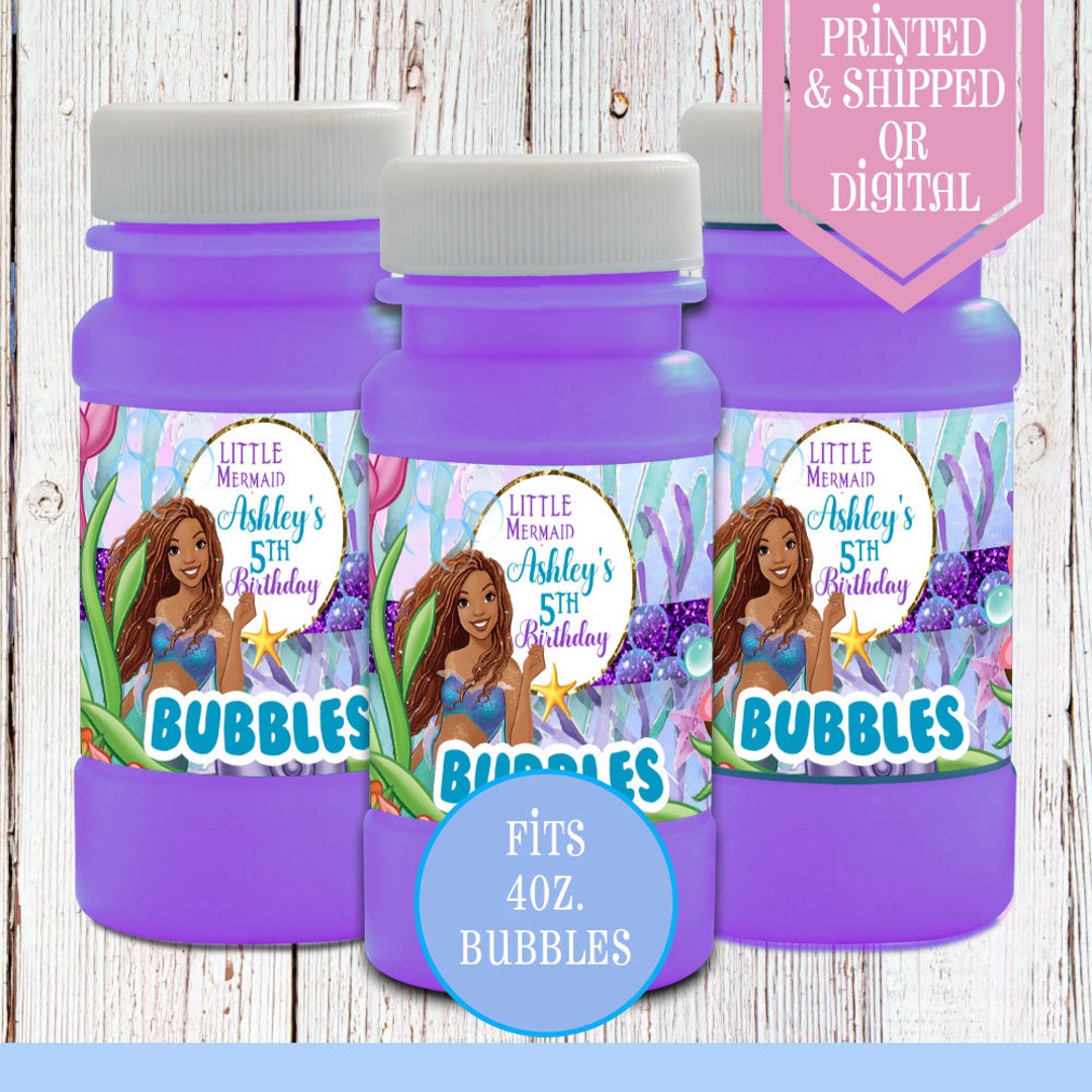 The Little Mermaid Bubble Labels - Bubble Label - Little Mermaid Party ...