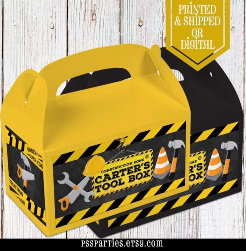 Construction Favor Box Gable Box Construction Party - Etsy
