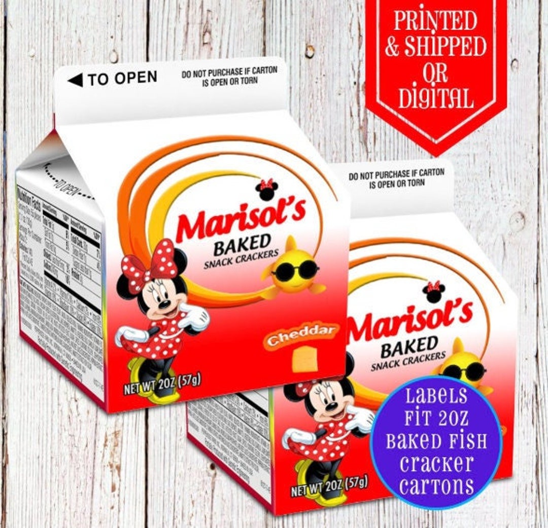 Red Minnie Mouse Goldfish Crackers Carton Labels - Chip Bag - Goldfish ...