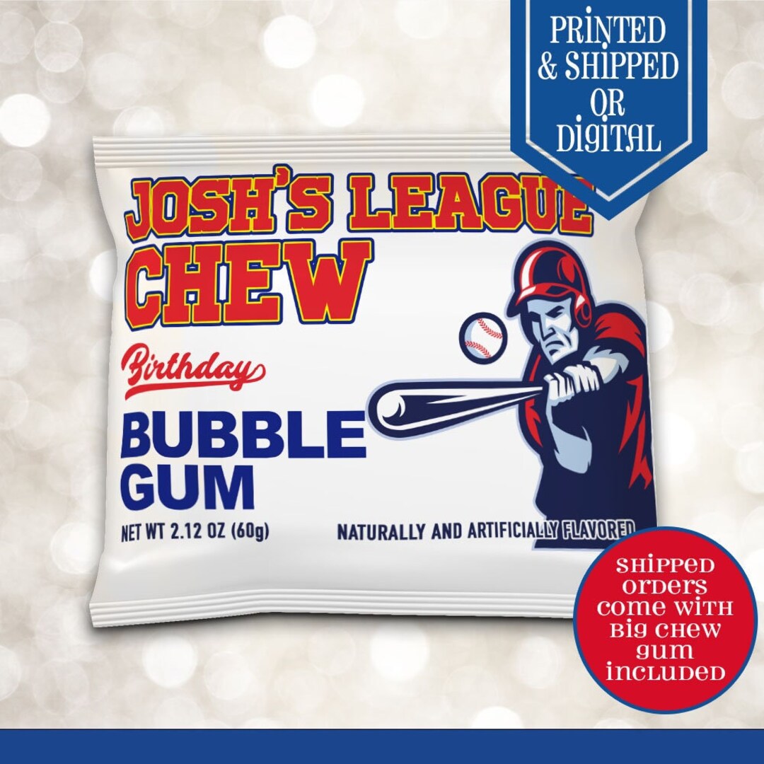 Baseball Chew Gum - Baseball - Baseball Party - Baseball Favors ...