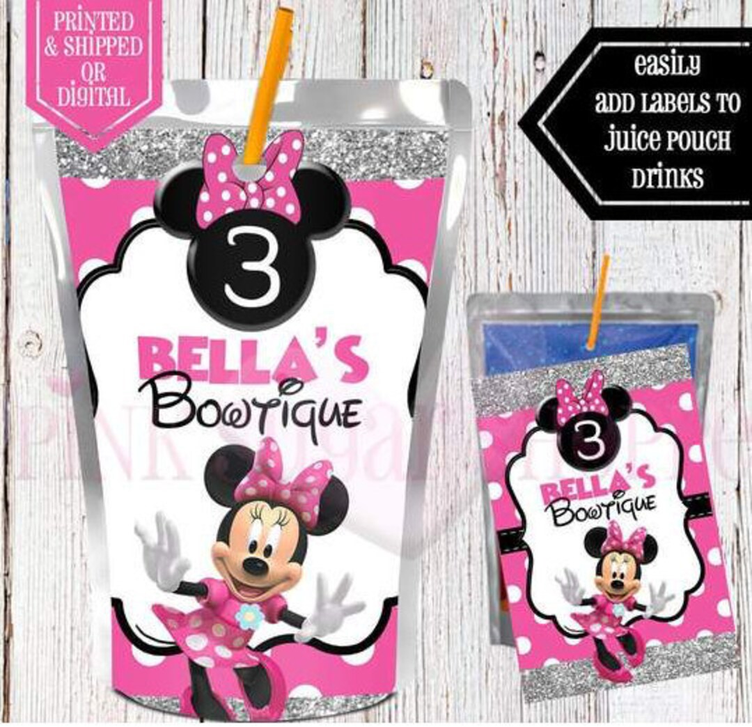 Minnie Mouse Juice Pouch Labels - Juice Labels - Minnie Mouse Party ...