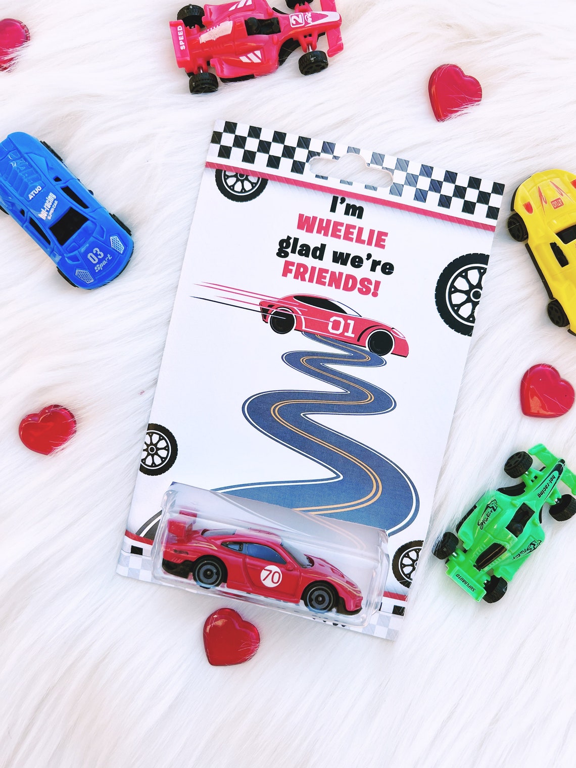 Race Car Valentines Day Card Kids Valentine Wheelie | Etsy