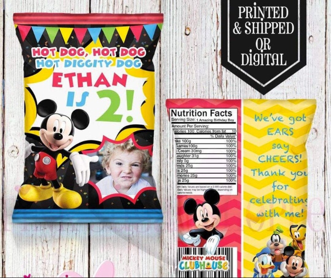 Mickey Mouse Chip Bags - Chip Bags - Mickey Party - Mickey Birthday ...