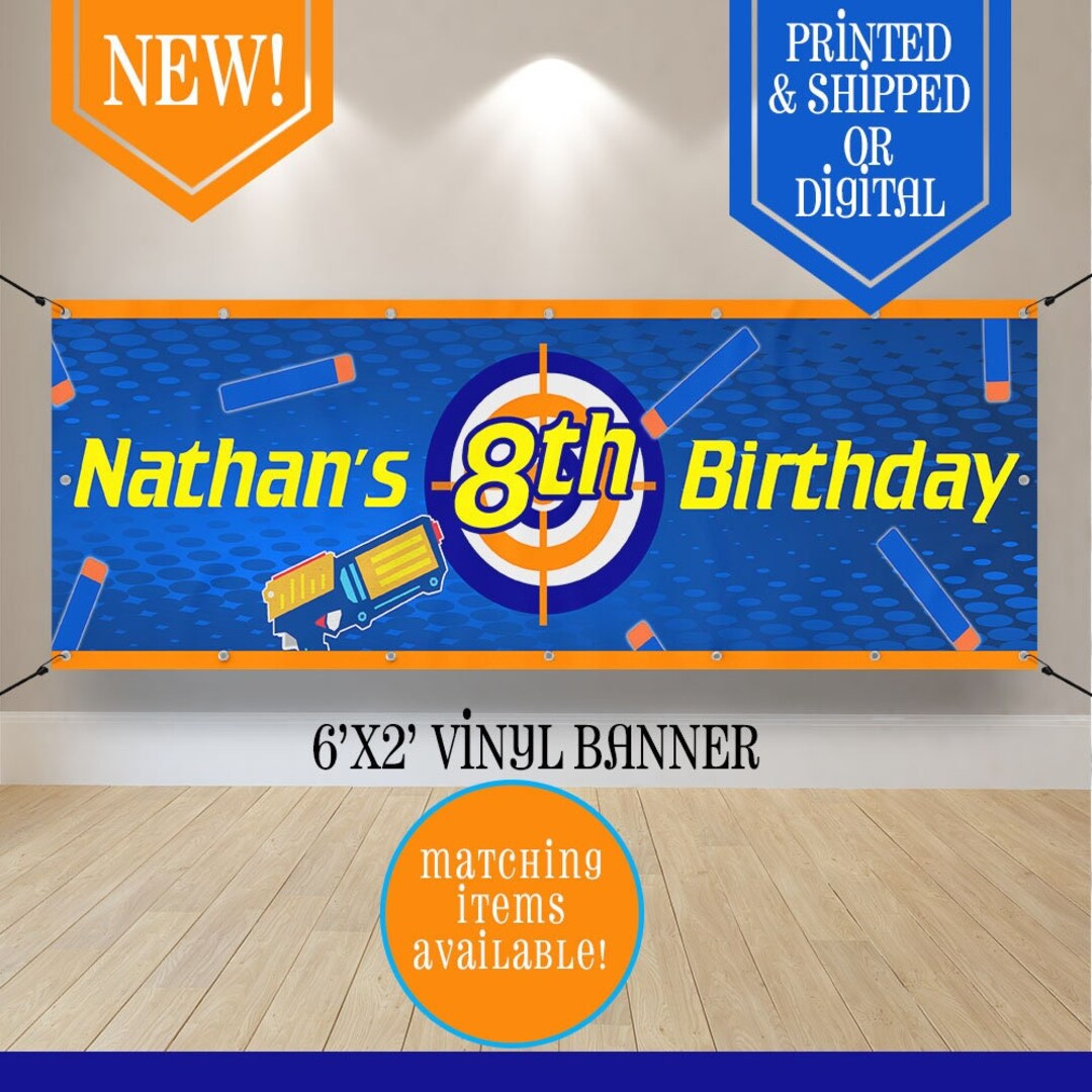 Dart Wars Birthday Banner - Birthday Banner - Dart Wars Party - Dart ...