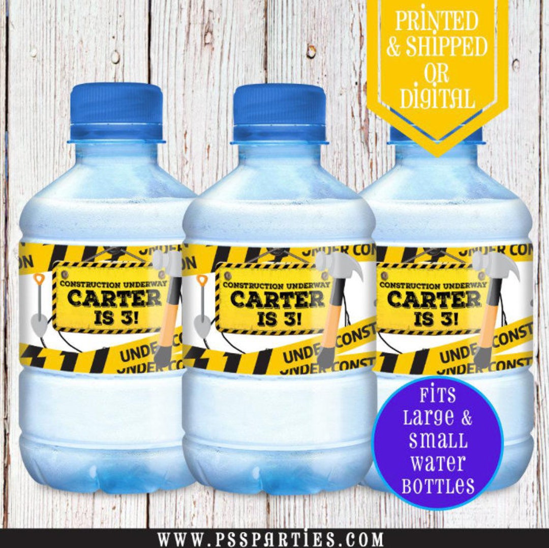 Construction Water Bottle Labels - Chip Bags - Construction Party ...