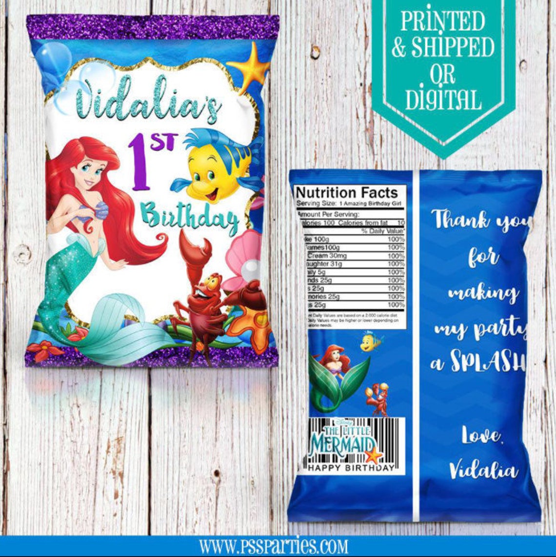 Little Mermaid Chip Bags Chip Bags Little Mermaid Party | Etsy