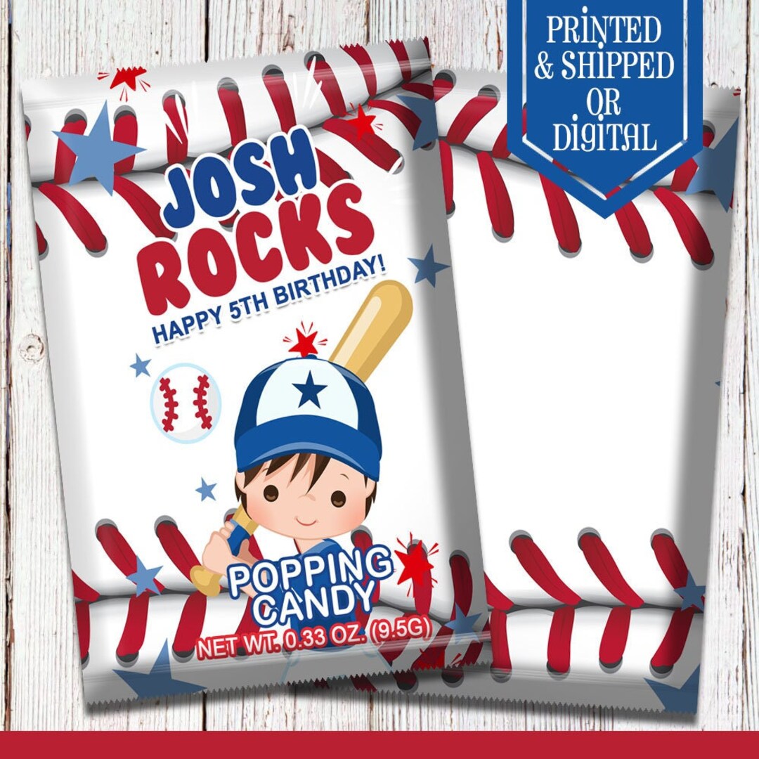 Baseball Popping Candy - Candy Labels - Baseball Party - Baseball ...
